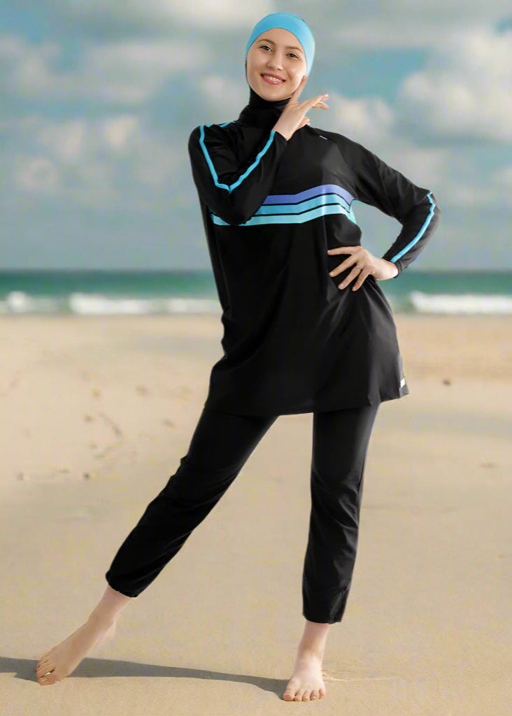 Active Chevron Regular Fit Full Cover Swimsuit – VEILKINI